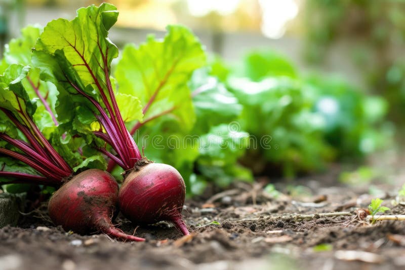 Beetroot in a Vegetable Garden. Generative AI Stock Illustration ...