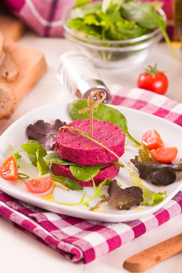 Beetroot veggie burger. stock photo. Image of appetizer - 255330714