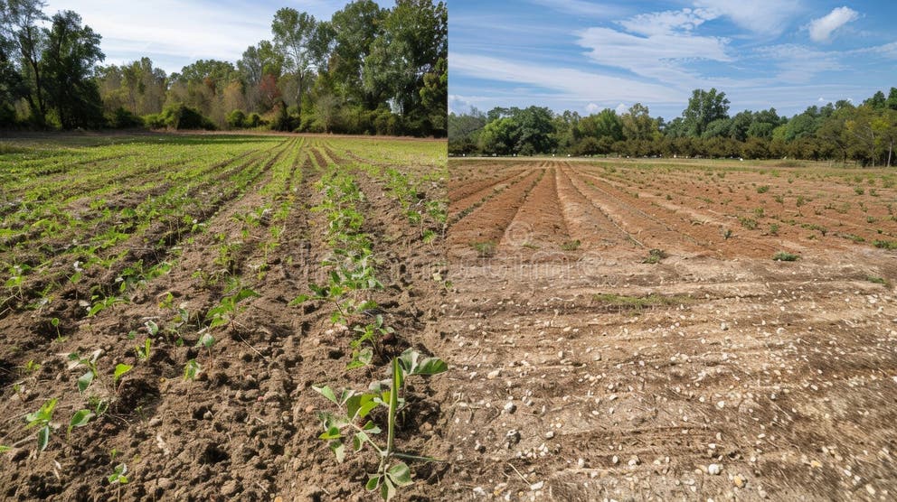 A Beforeandafter Comparison of the Same Piece of Land on the Farm. the ...