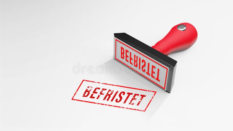BEFRISTET Rubber Stamp 3D Rendering Stock Illustration - Illustration ...