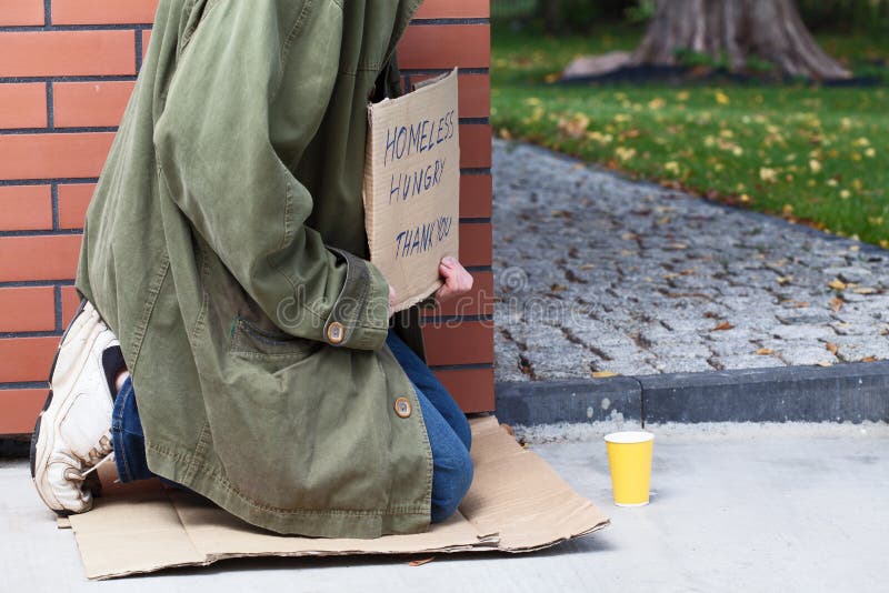 Beggar Asking for Money and for Food Stock Image - Image of alms, male ...
