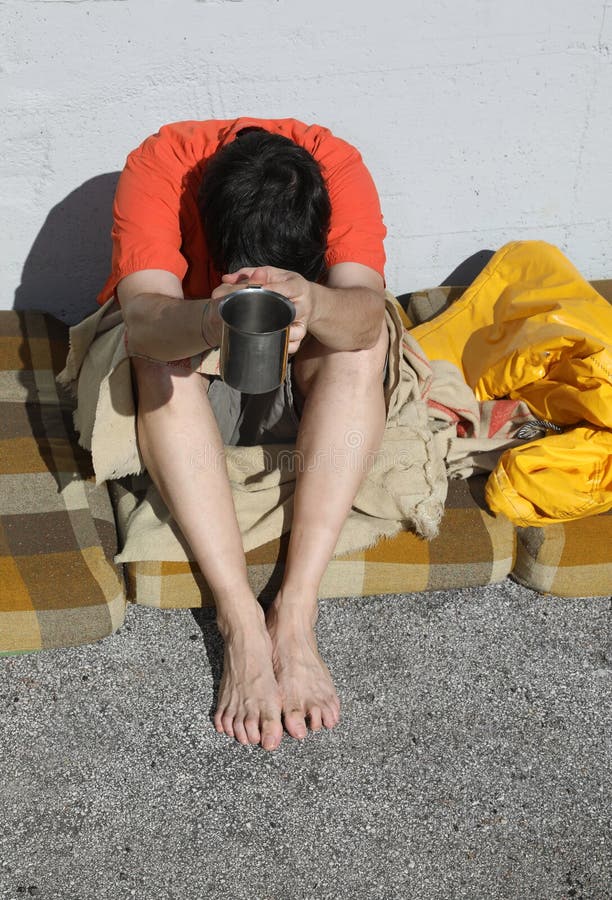 Beggar Asks for Alms from Kind-hearted Passers-by Stock Image - Image ...