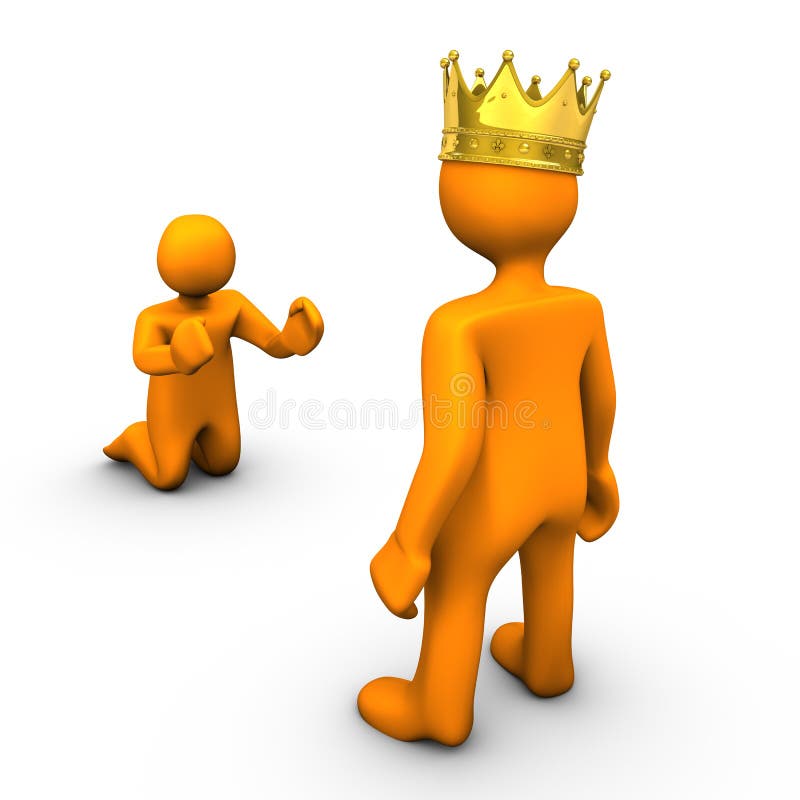Cartoon People Bowing To King