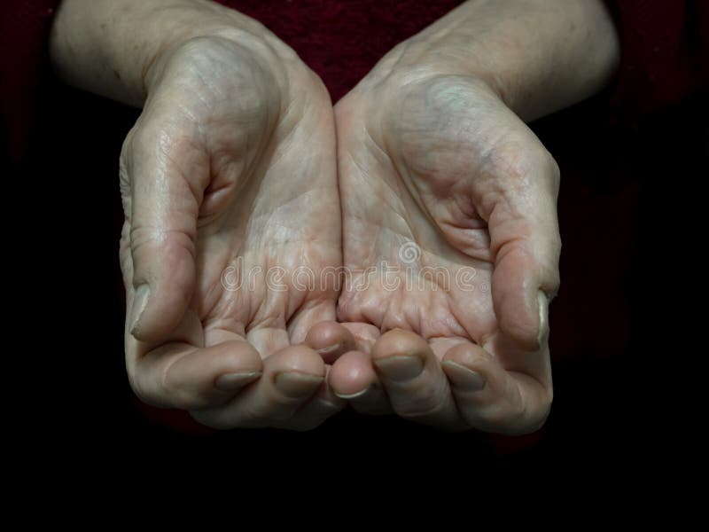 Begging Alms by the Hand of the Pensioner. Stock Image - Image of ...
