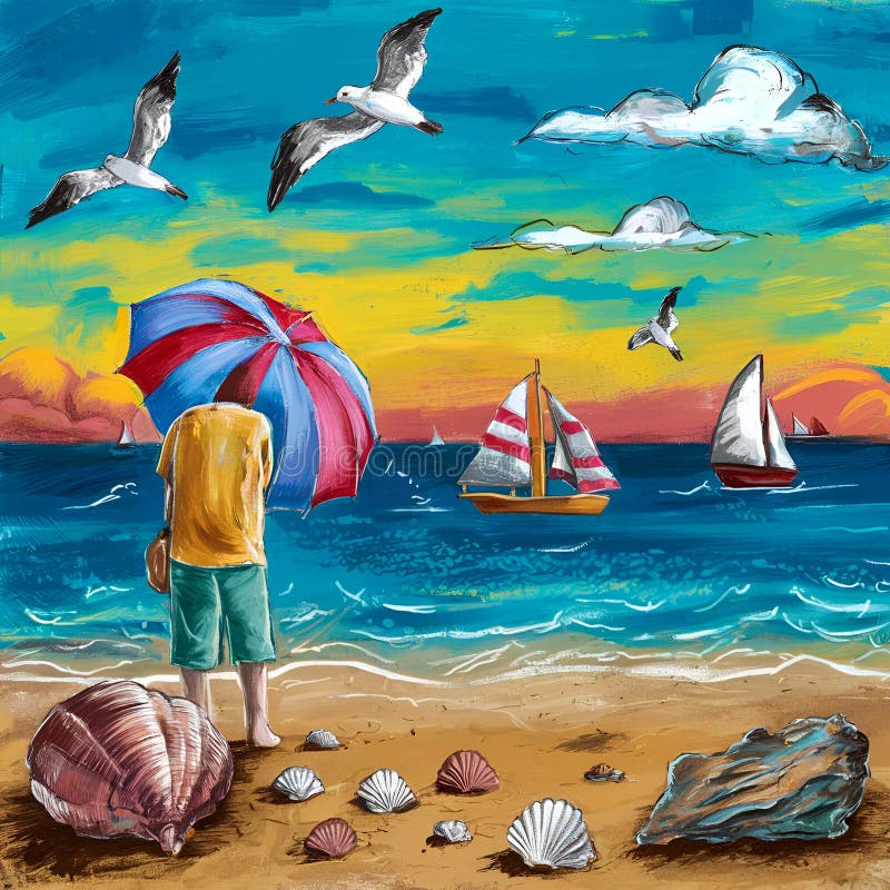 Begin by Sketching Out the Basic Composition of Your Scene. this Includes the Palm Trees, the ...