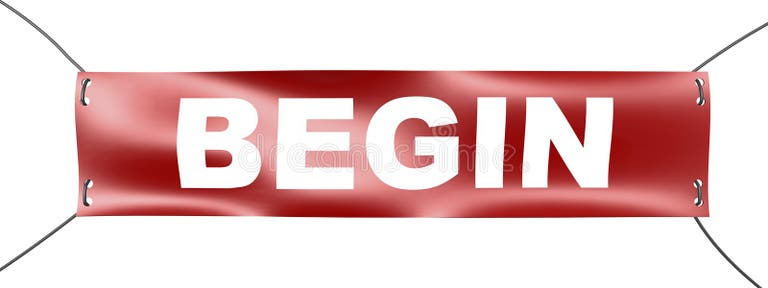 Begin word on red banner stock illustration. Illustration of travel ...