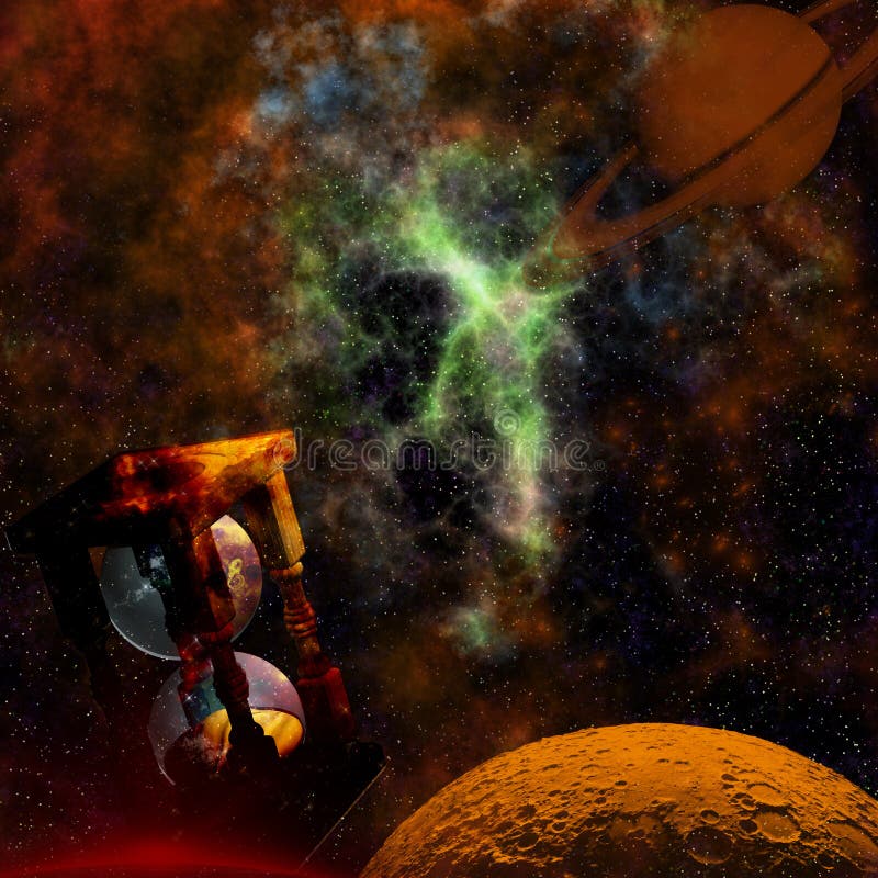 The Begining of Time - Sand Timer at Space Background Stock ...