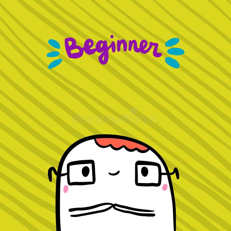 Beginner in Coding Programmer Man Hand Drawn Vector Illustration ...