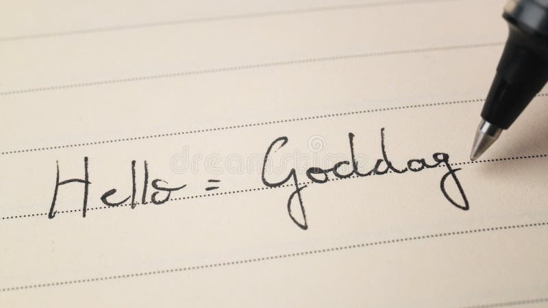 Beginner Danish Language Learner Writing Hello Formal Word Goddag for ...