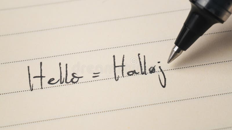 Beginner Danish Language Learner Writing Hello Word Halloj for Homework ...
