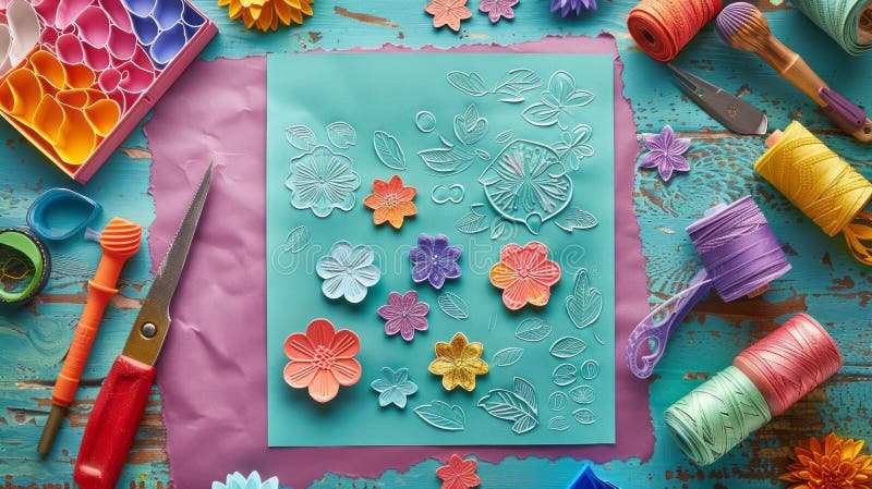 Beginner Embossing Kits for First-Time Crafters Stock Illustration ...