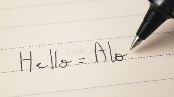 Beginner Romanian Language Learner Writing Hello Informal Word Alo for ...