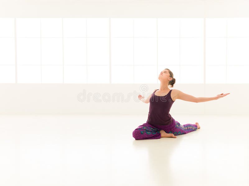 Beginner yoga practice stock photo. Image of hobby, mind - 37253542