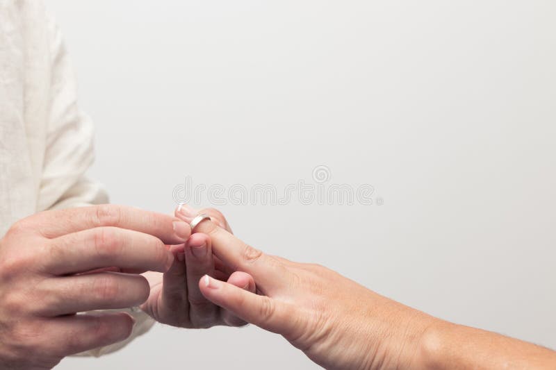 The Beginning of an Everlasting Love: Hand with Wedding Ring Stock ...