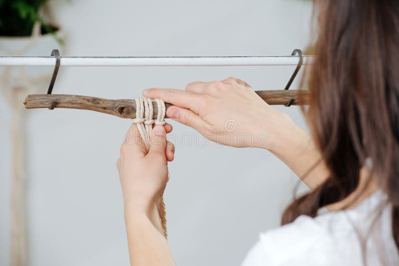 The Beginning of the Process of Weaving Macrame Stock Photo - Image of ...
