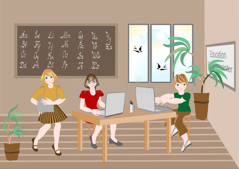 Cartoon Messy School Classroom Full of Naughty Kid Student Stock ...