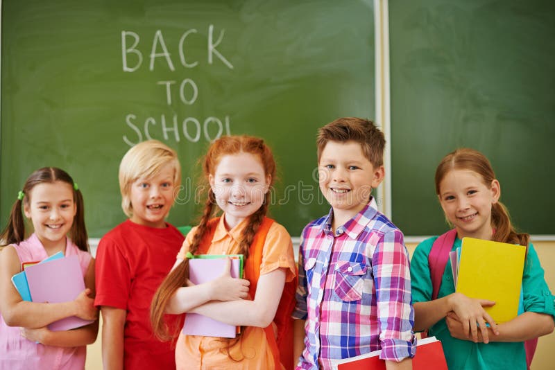 Beginning of school year stock image. Image of cheerful - 58734443