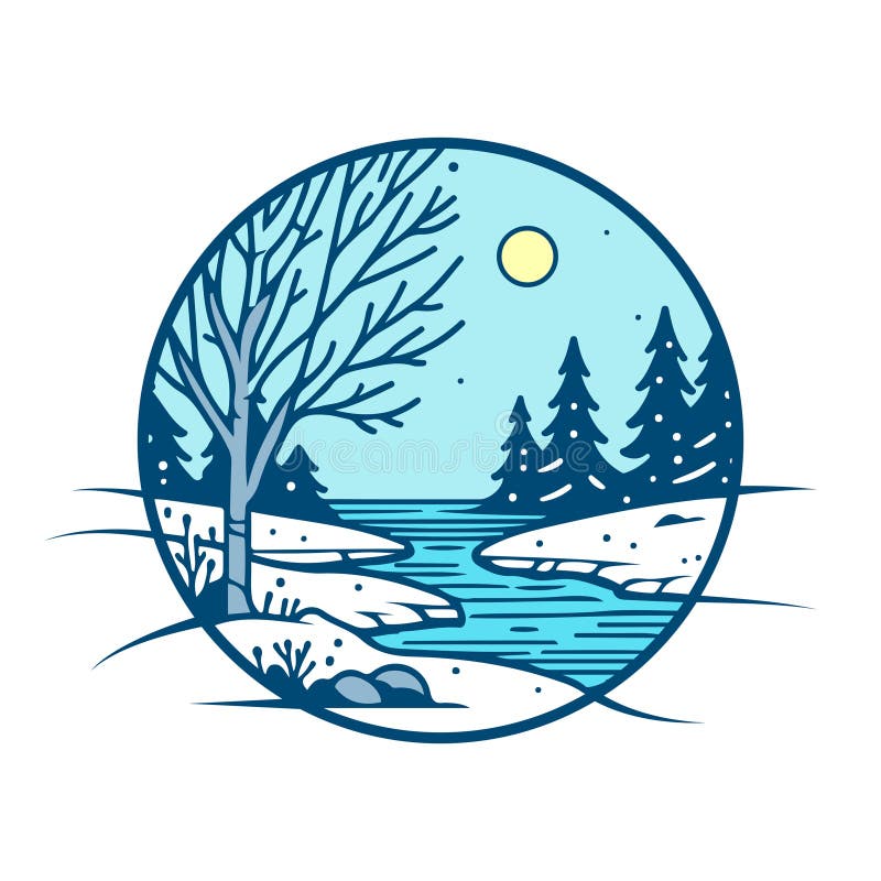 Beginning of Spring and End of Winter. Minimalist Landscape in Linear ...