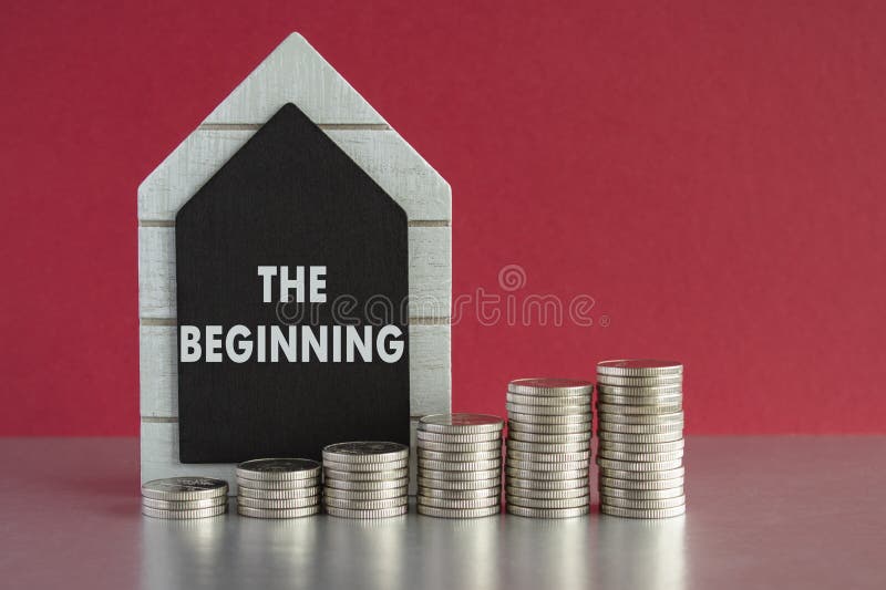 The Beginning Symbol. Text the Beginning Written on a Black Board ...