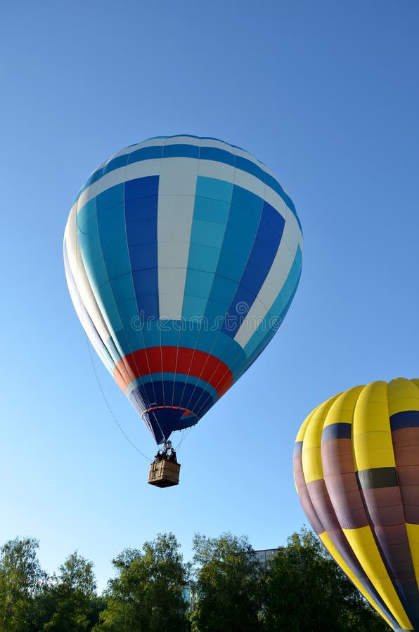 The Beginning of the Takeoff of Hot Air Balloons, View from the Ground ...