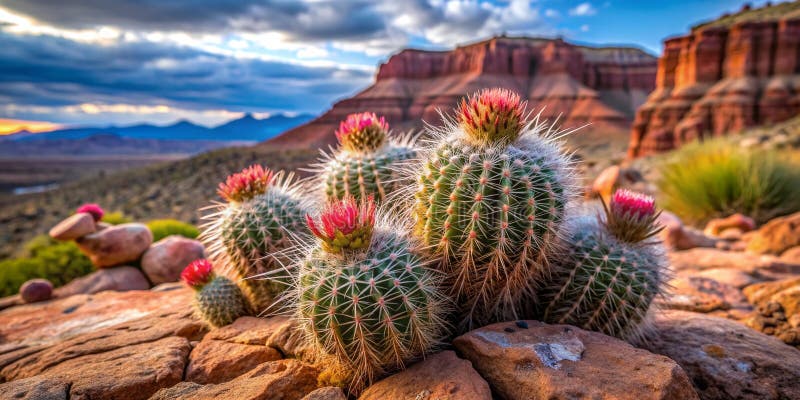 The Beginnings of a Cluster of Hedgehog Cactus Grows in Moss and ...