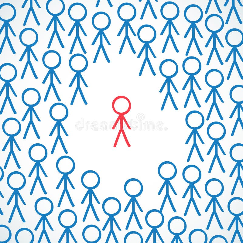 Begrifflich: Einzelperson Umgeben Von Der Menge Vektor Abbildung ...