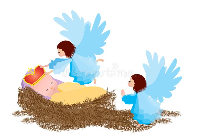 Behandla Som Ett Barn Jesus I Krubban Vektor Illustrationer ...