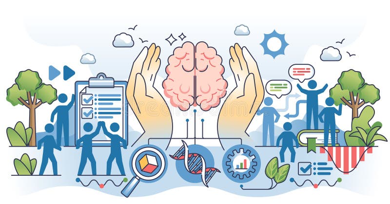 Behavioral Science that Explore Cognitive Process Outline Hands Concept ...