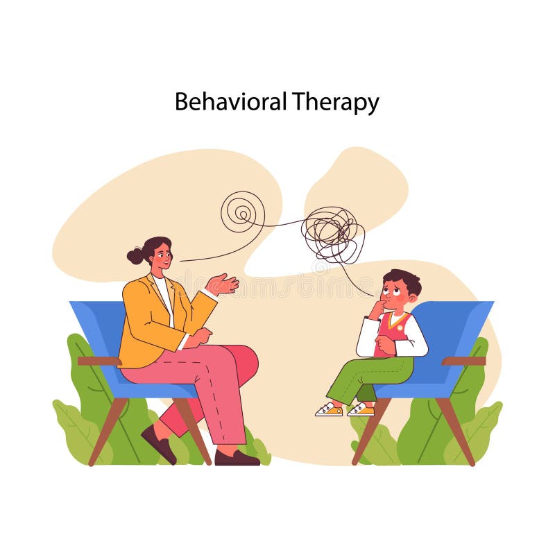 Behavioral Therapy Session in Progress. Flat Vector Illustration Stock ...
