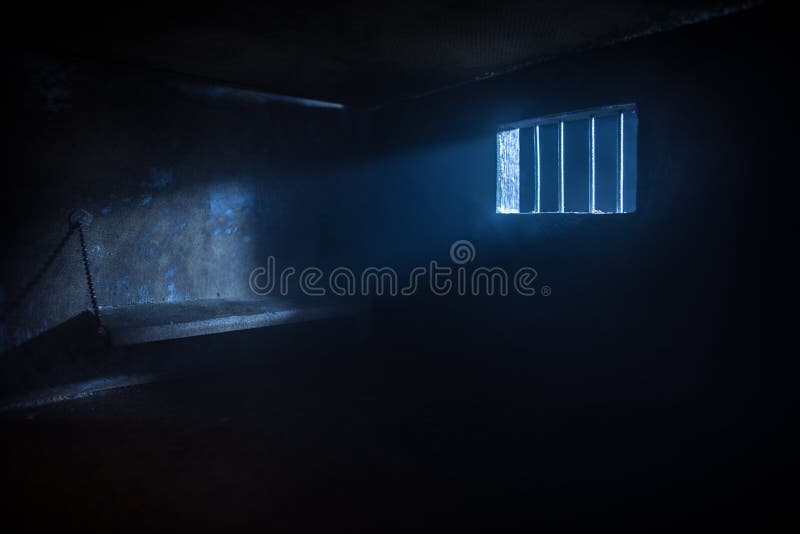 Jail Or Prison Cell. Old Grunge Prison Miniature. Dark Prison Interior ...