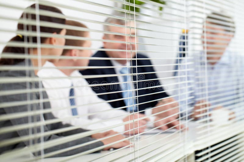 Behind the blinds stock image. Image of female, meeting - 18591693