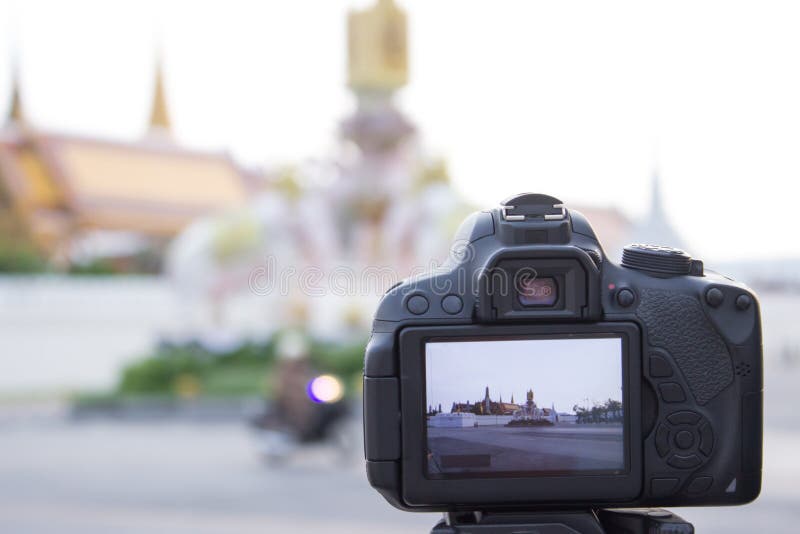 Behind the Camera Dslr in Live View Mode while Taking a Photo in Stock ...