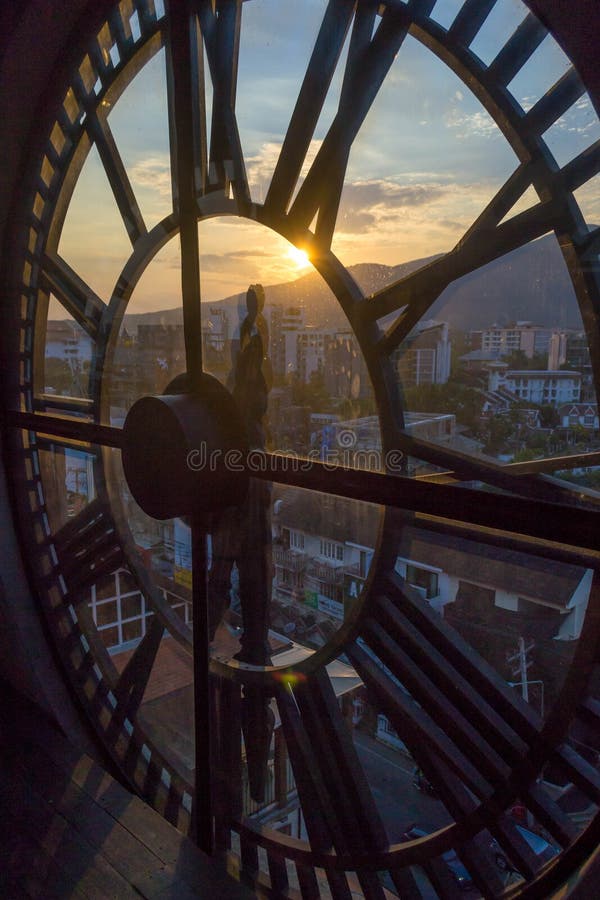 Behind the Clock Tower in One Nimman at Sunset Stock Photo - Image of ...