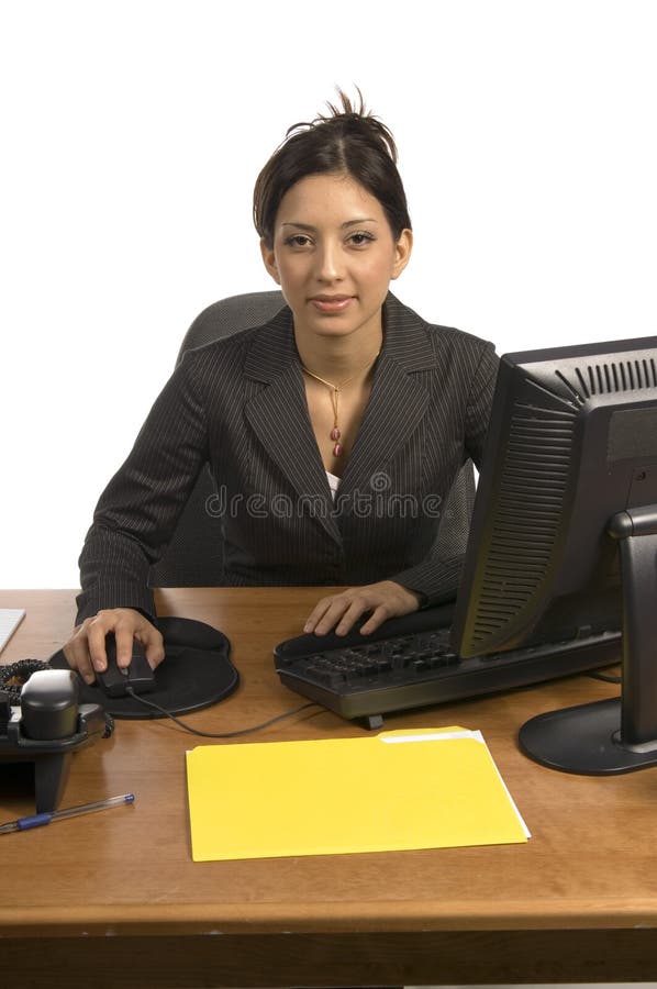 Behind the desk stock photo. Image of deal, female, brown - 529920