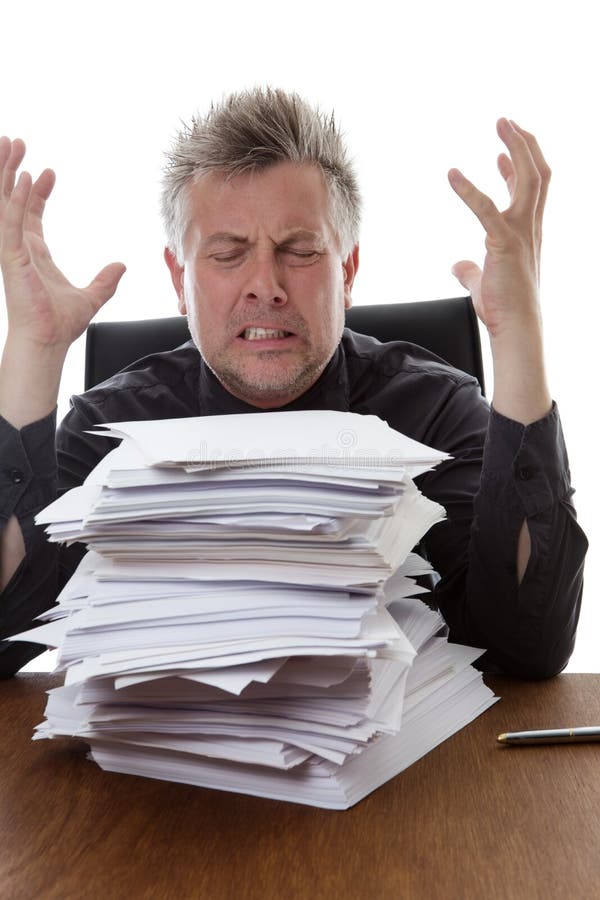 Behind on his work stock image. Image of stack, paperwork - 43060565