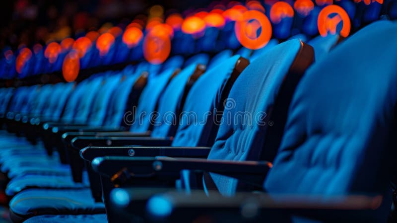 Behind the Last Row of Seats There is a Large Circular Clock Displaying ...