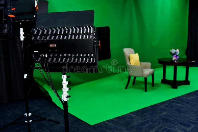 Behind the Light Panel in the Recording Studio Room with a Virtual ...