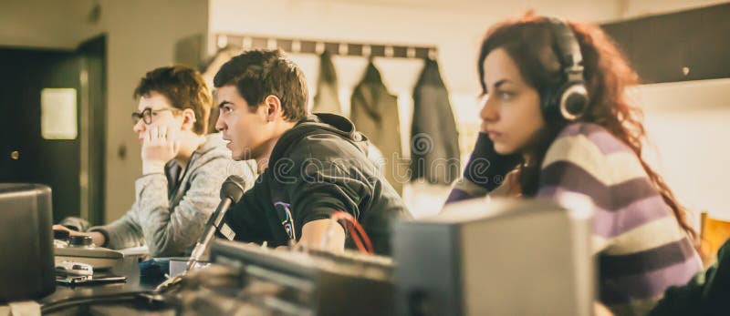 Behind the Scene. Film Crew in Studio for Film Montage Stock Image ...