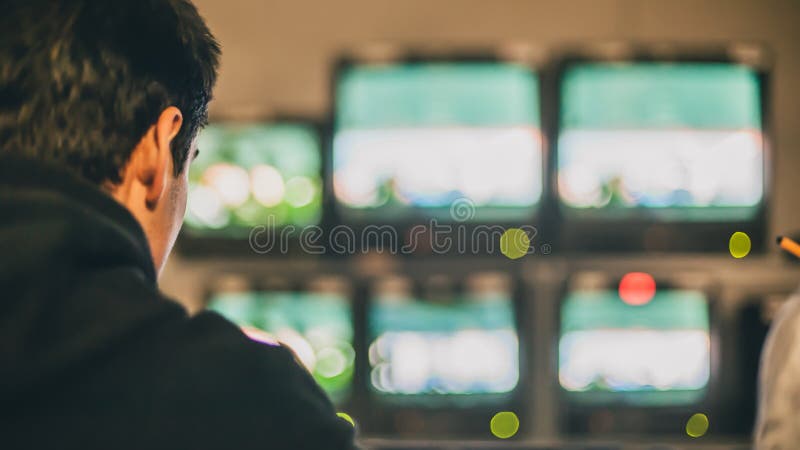 Behind the Scene. Film Crew in Studio for Film Montage Stock Photo ...