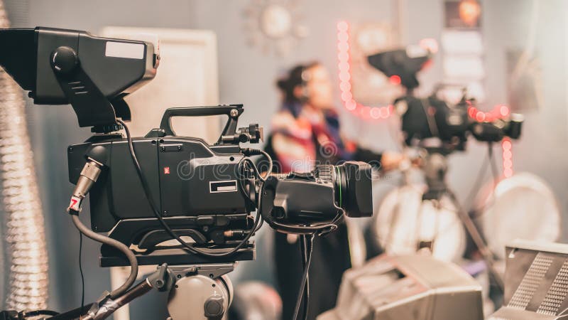 Behind Scene. Multiple Camera. Cameraman Shooting Film Scene Wit Stock ...