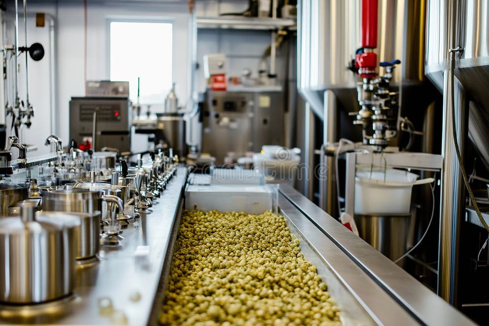 Behind the Scenes of the Brewing Process with Hops and Barley in a ...
