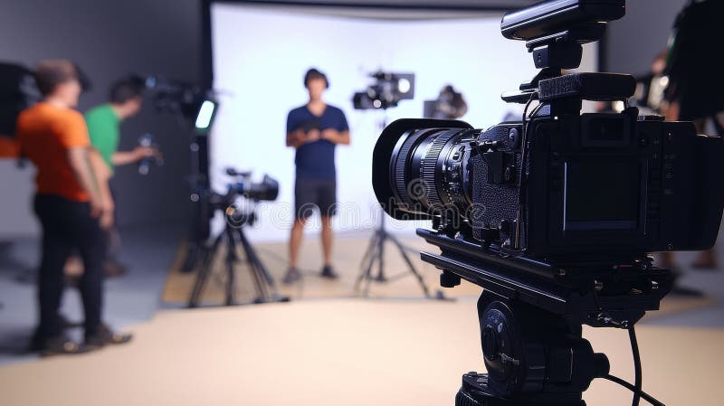 Behind the Scenes Filmmaking in a Modern Studio with Crew and Cameras ...