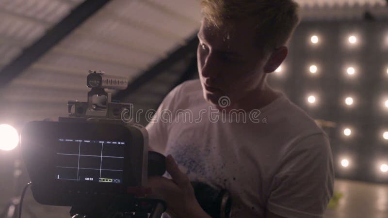 Behind the Scenes. Rock Band Shooting a Music Video in Studio. Stock ...