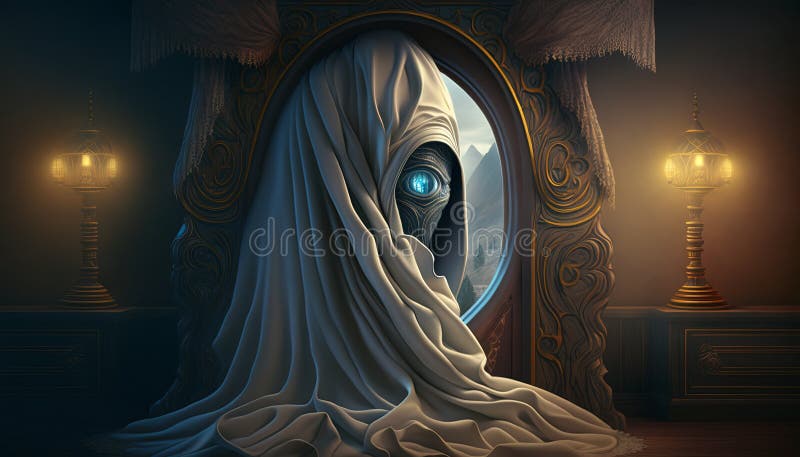 Behind the Veil. Surreal Mystical Fantasy Artwork Stock Illustration ...