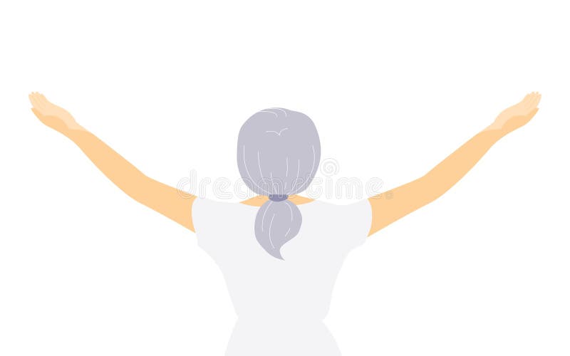 Behind View of Relax Woman with Arms Outstretched , Flat Vector ...