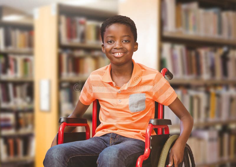 Behinderte Kinder Im Rollstuhl Mit Bunten Ideengraphiken Stockbild ...