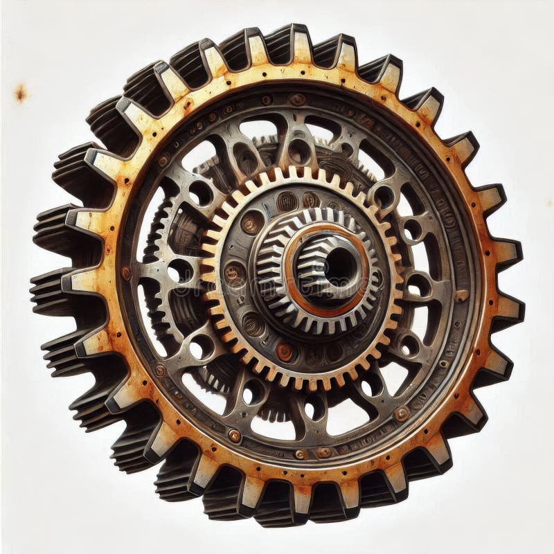 Old Rusty Gear Isolated on White Background, Steampunk Gear, Retro ...