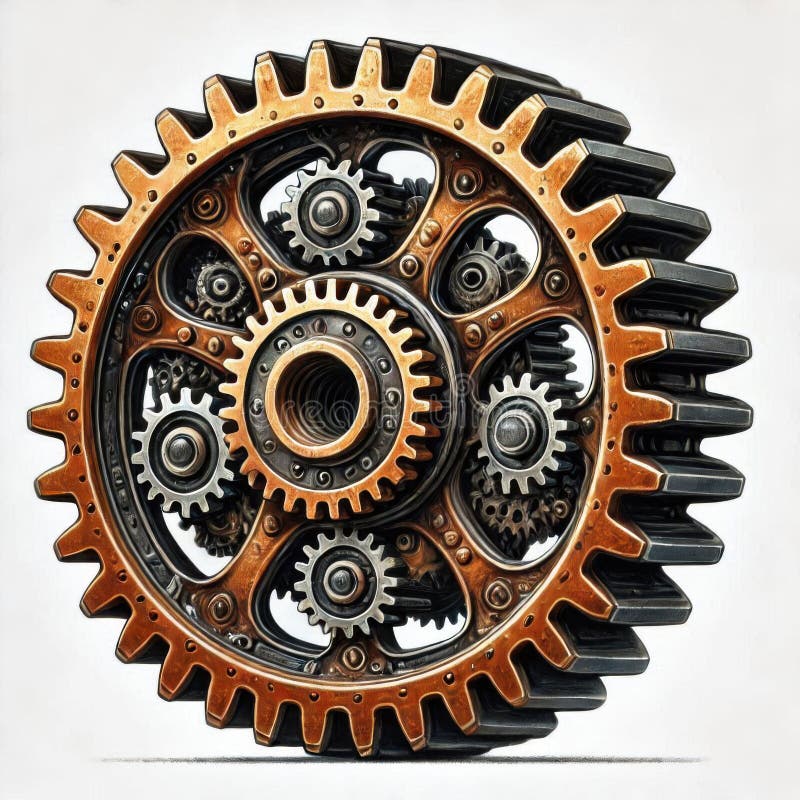 Old Rusty Gear Isolated on White Background, Steampunk Gear, Retro ...