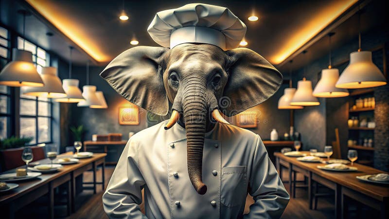A Hilariously Adorable Elephant Chef AIGenerated Portrait Perfect for ...
