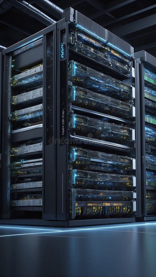 Digital Aurora: Servers, Storage, and Networking in Illuminated Harmony. AI Generate Stock ...
